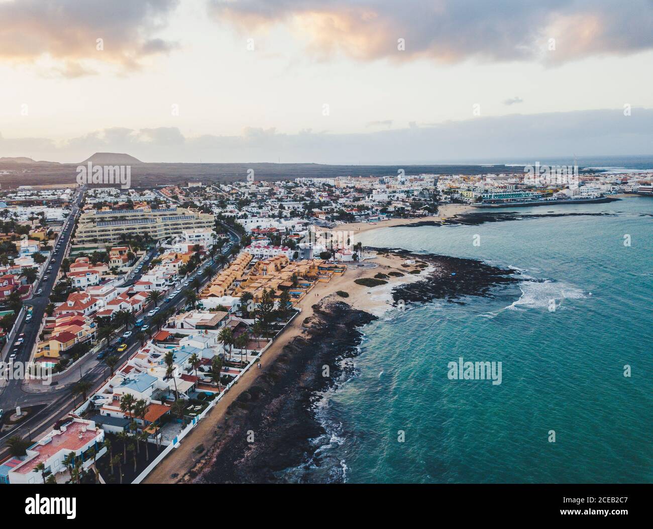Scenic aerial view of city on ocean shore Stock Photo - Alamy