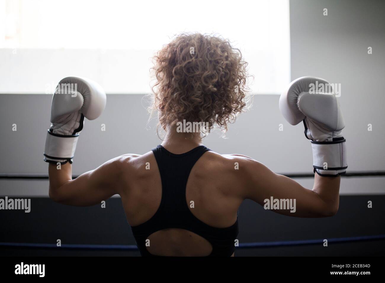 Strong female body with boxing gloves Stock Photo - Alamy