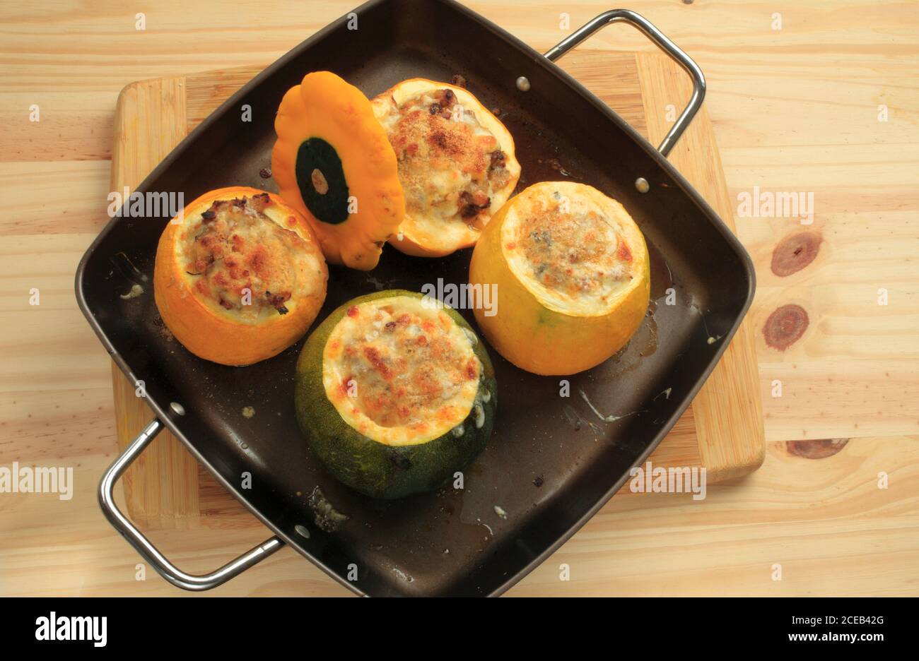 Stuffed round zucchini Stock Photo - Alamy