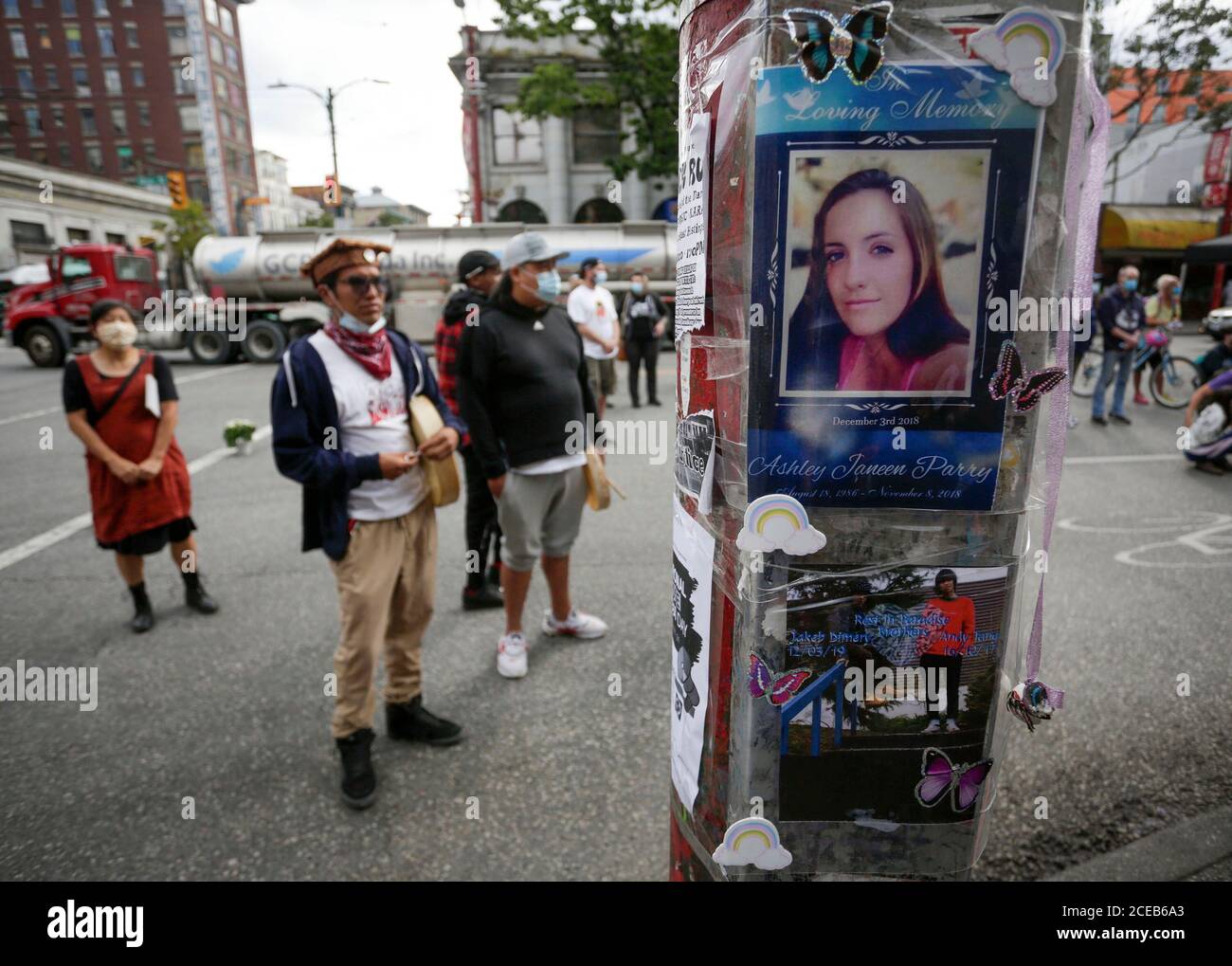 Vancouver, Canada. 31st Aug, 2020. Photos of overdose victims are seen ...
