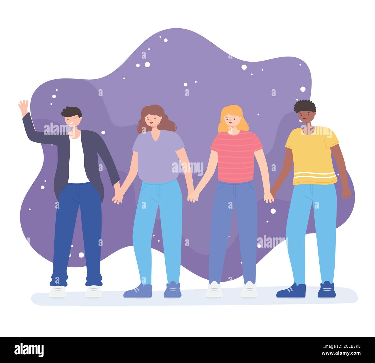 people together, unity male and female cartoon characters vector ...