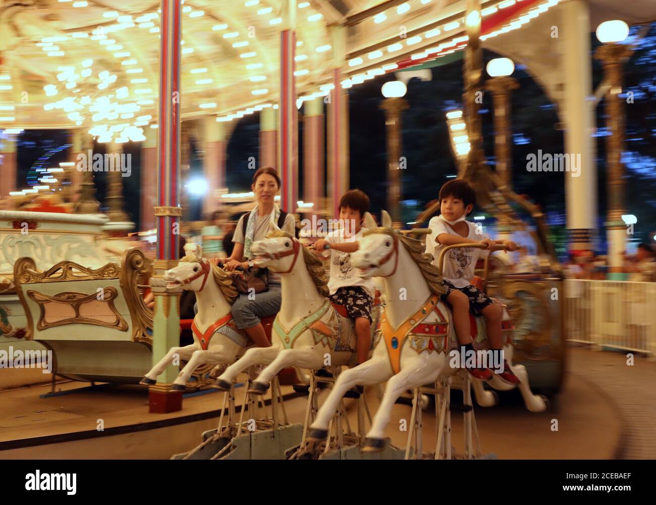 Tokyo, Japan. 31st Aug, 2020. People enjoy to ride the world's oldest ...