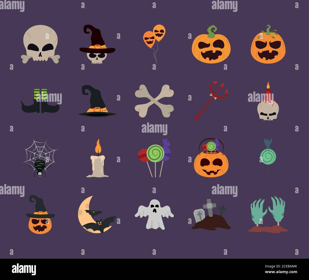 happy halloween, trick or treat celebration party october month vector ...