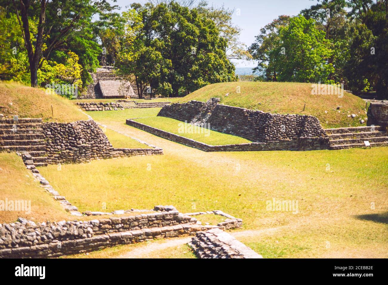View of amazing Mayan pyramid located in Palenque city in Chiapas ...