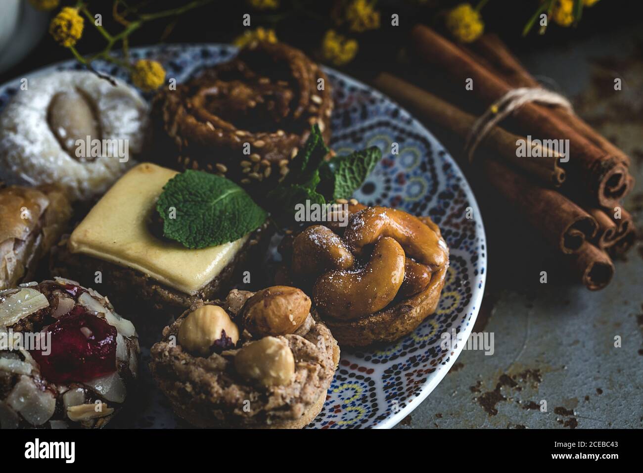 Typical Moroccan sweets with honey and almonds. Homemade Stock Photo ...