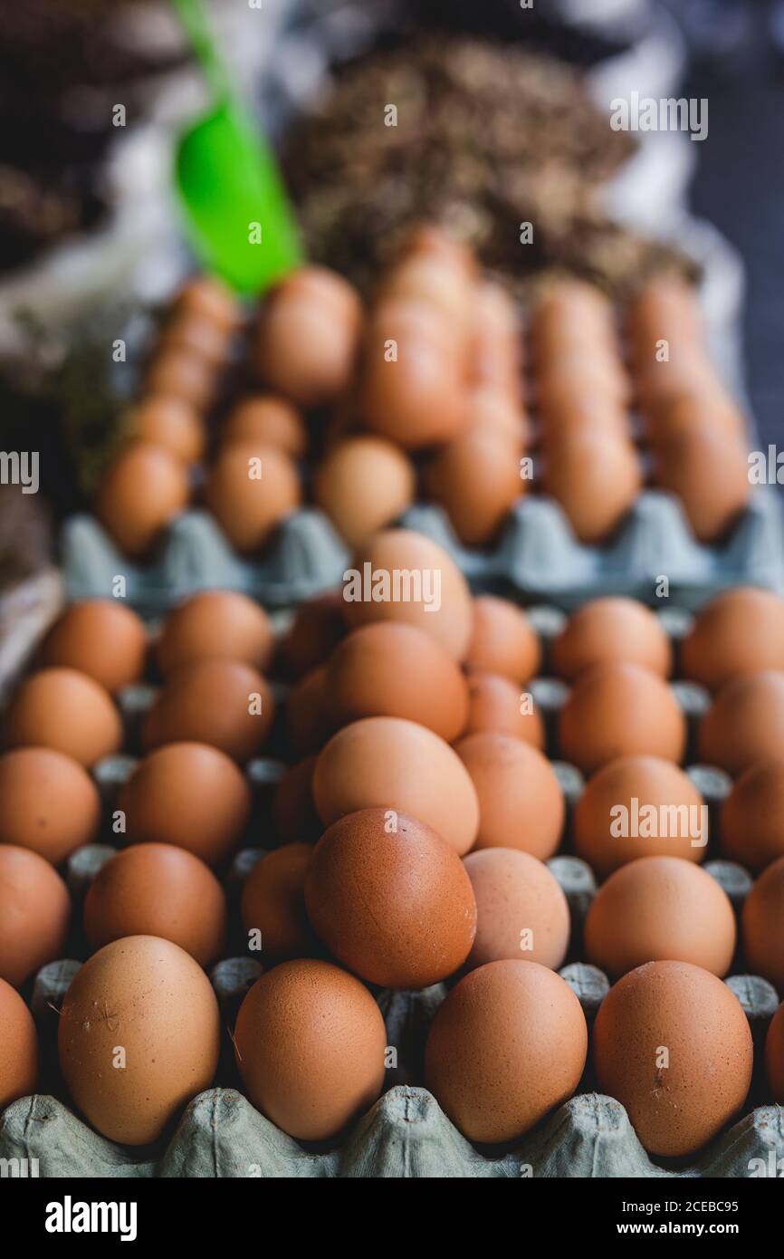 Food stalls on the street. eggs Stock Photo - Alamy