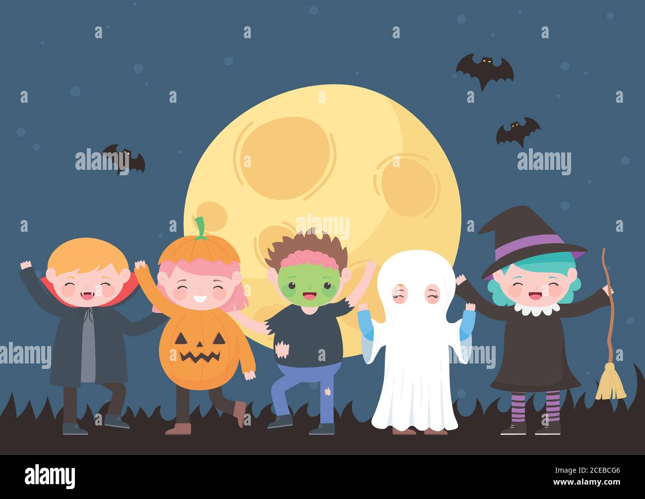happy halloween, costume characters mummy pumpkin ghost dracula witch ...
