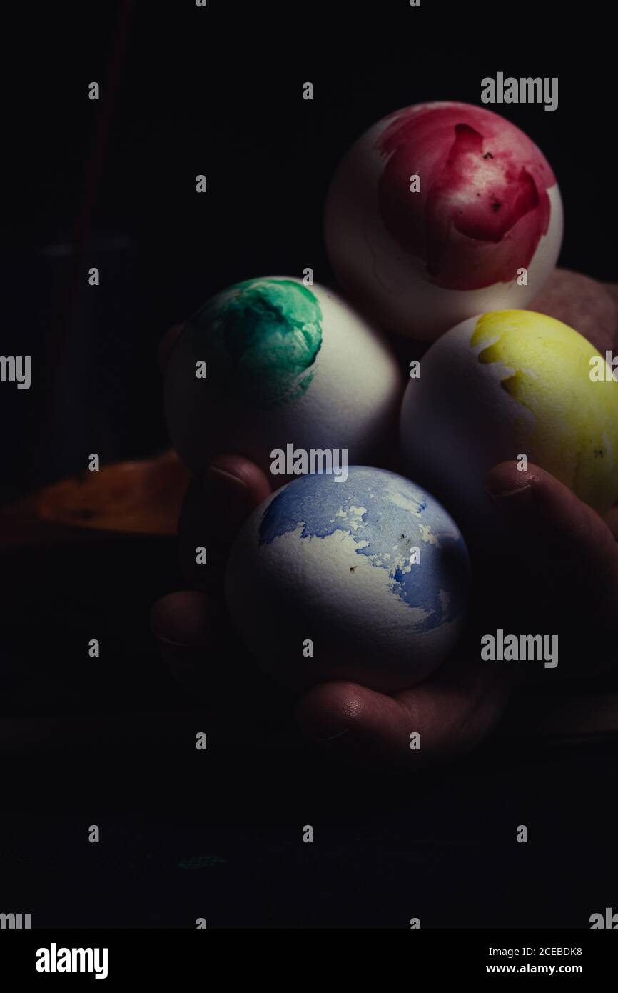 Set of poorly colored eggs Stock Photo - Alamy