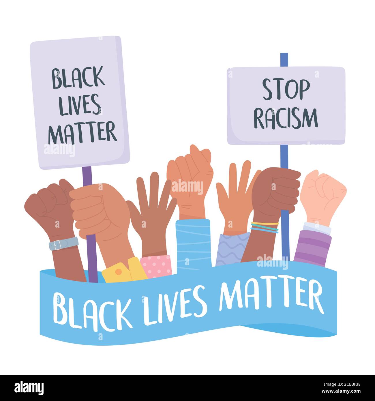 black lives matter banner for protest, stop racism phrase hands with ...