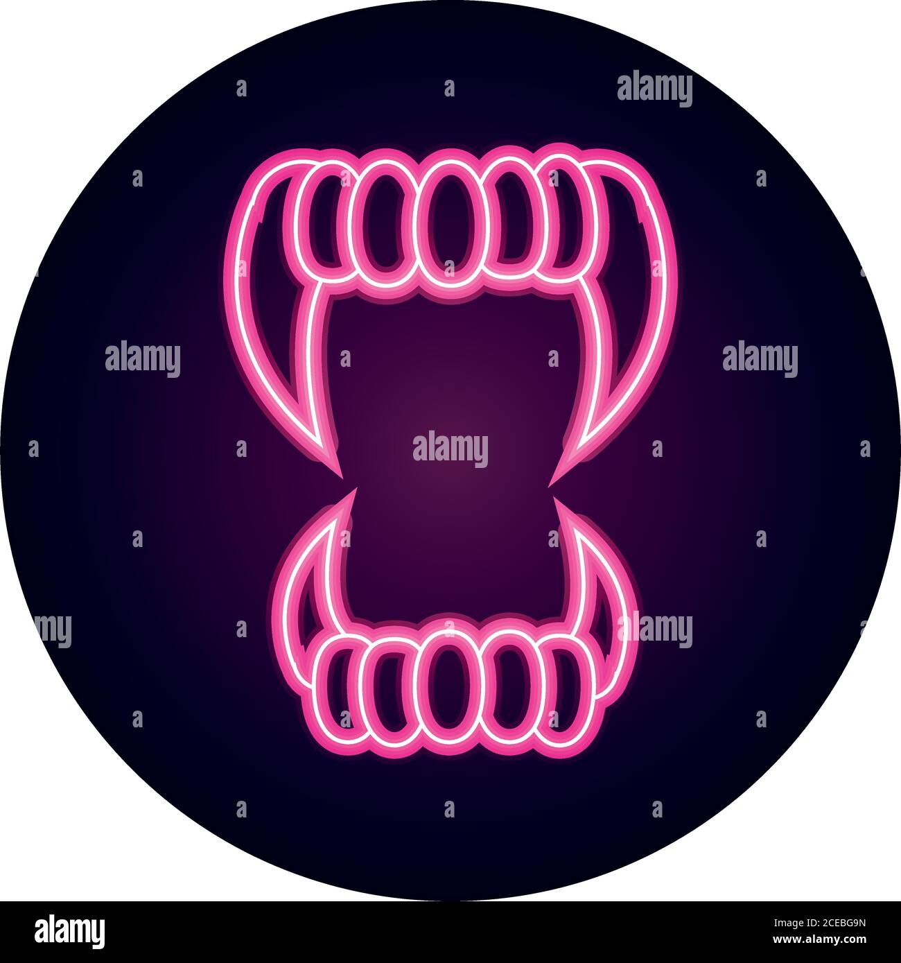 happy halloween, vampire teeth trick or treat party celebration neon ...