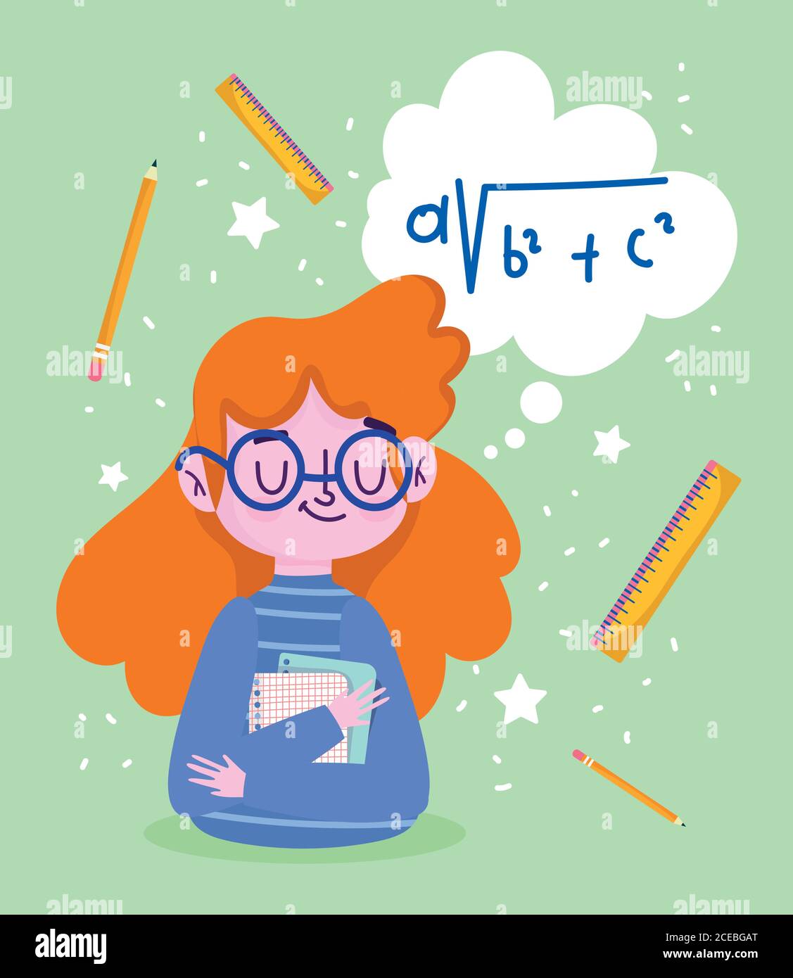 happy teachers day, cartoon teacher papers ruler and pencils vector ...