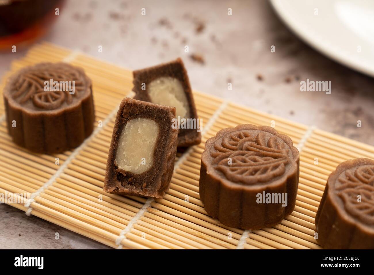 Traditional Chinese mocha mooncake Stock Photo - Alamy