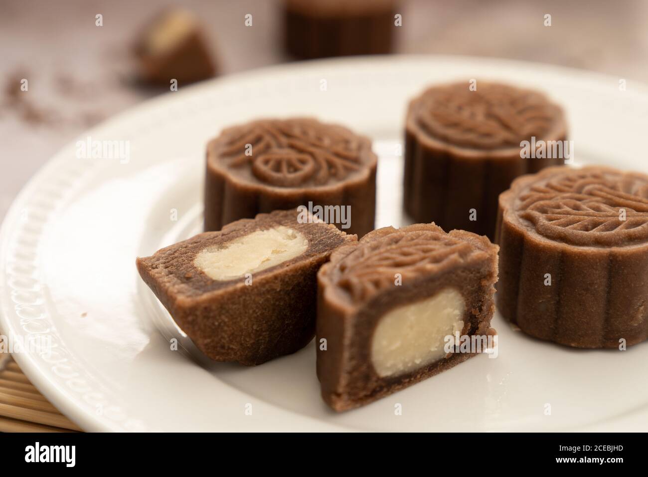 Traditional Chinese mocha mooncake Stock Photo - Alamy