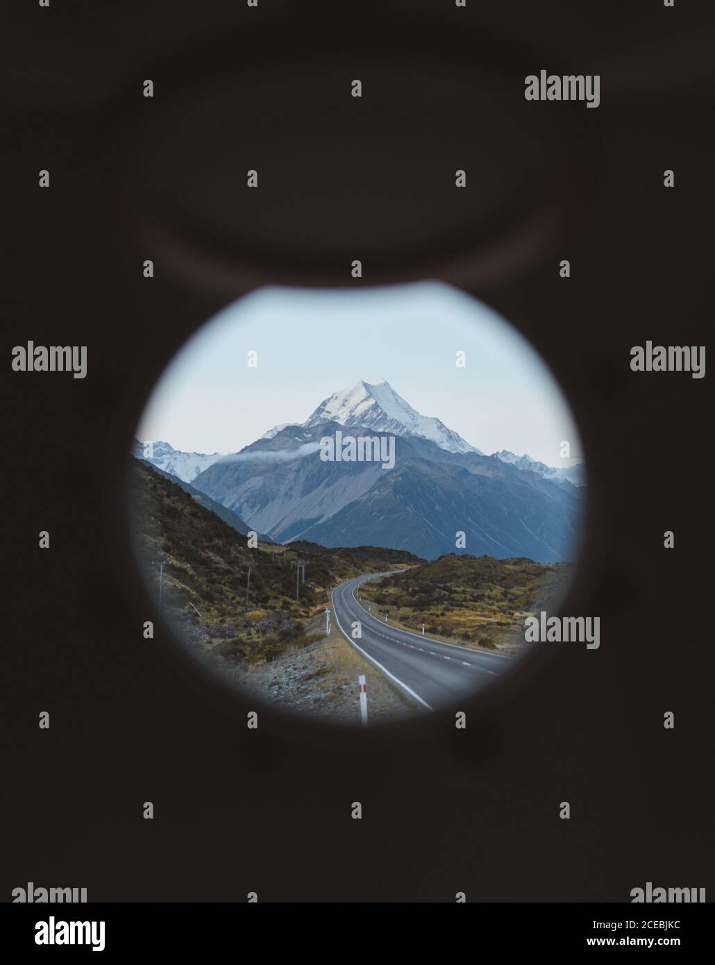 Breathtaking view of spectacular Mount Cook and asphalt road in amazing ...