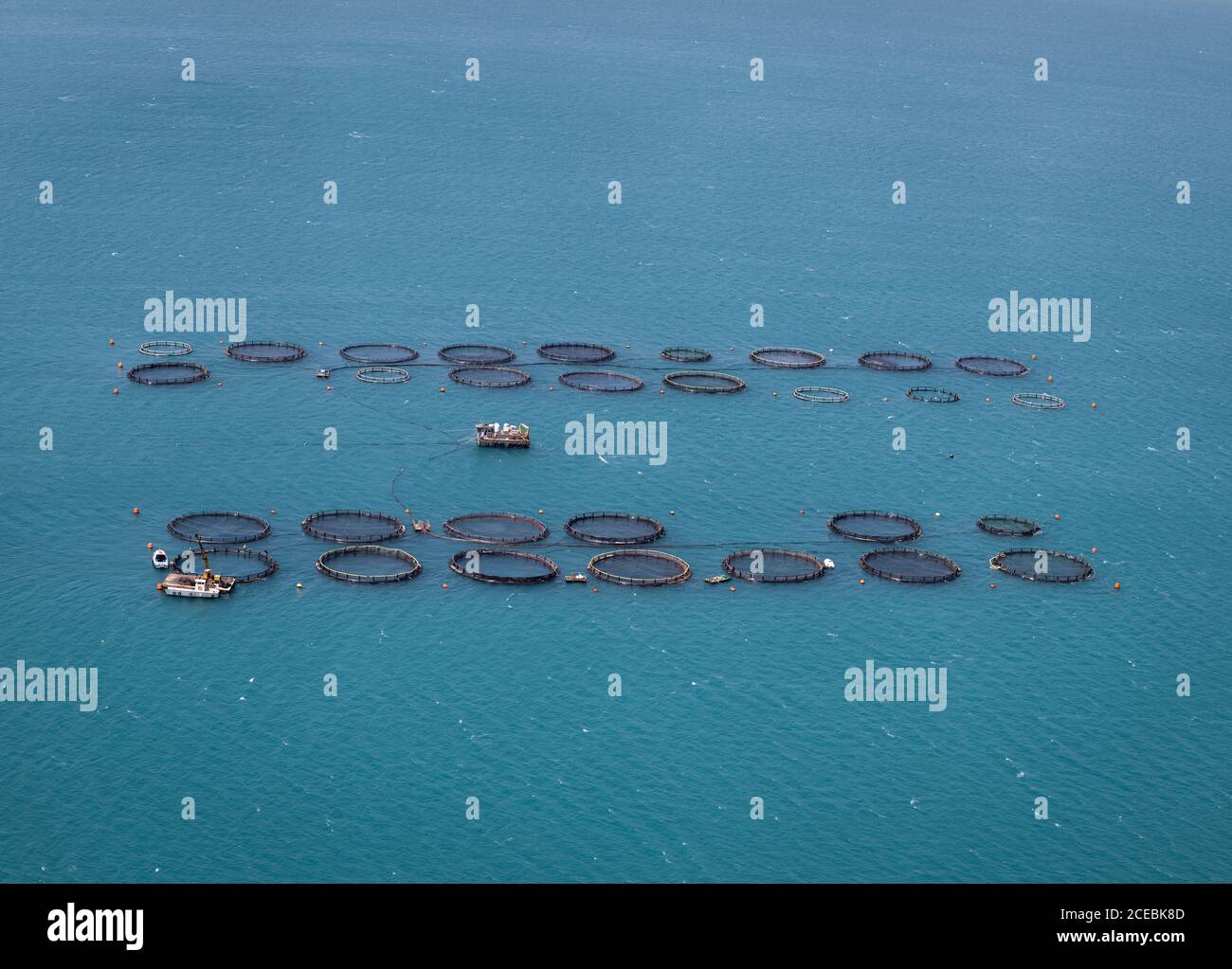 Magnificent view modern fish farm beautiful blue sea cefalonia hi-res ...