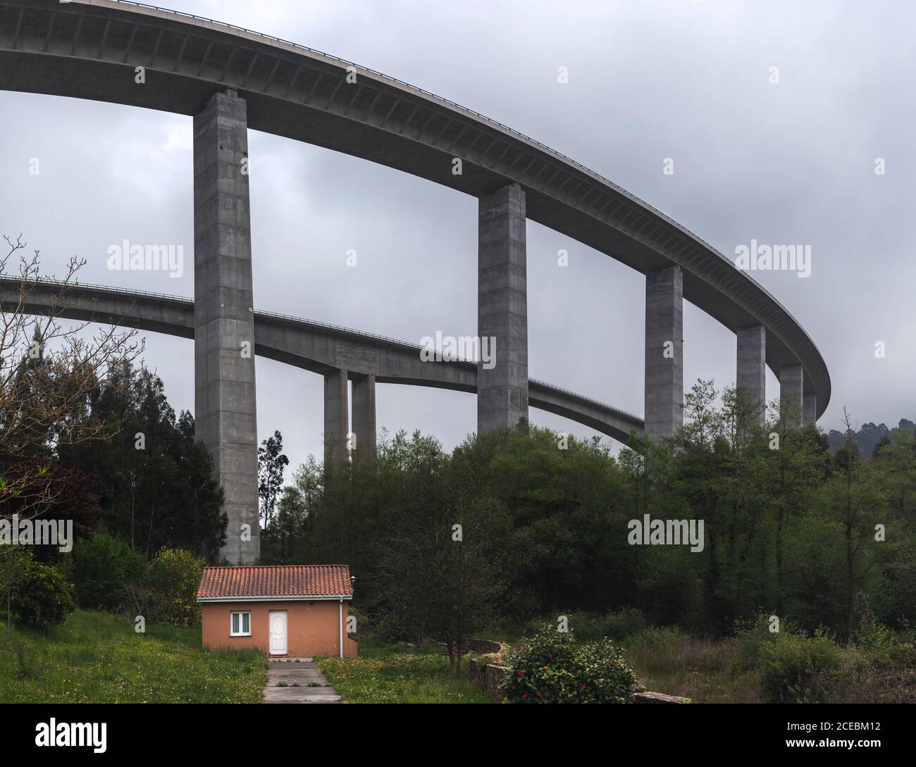 High viaduct under gloomy sky Stock Photo - Alamy