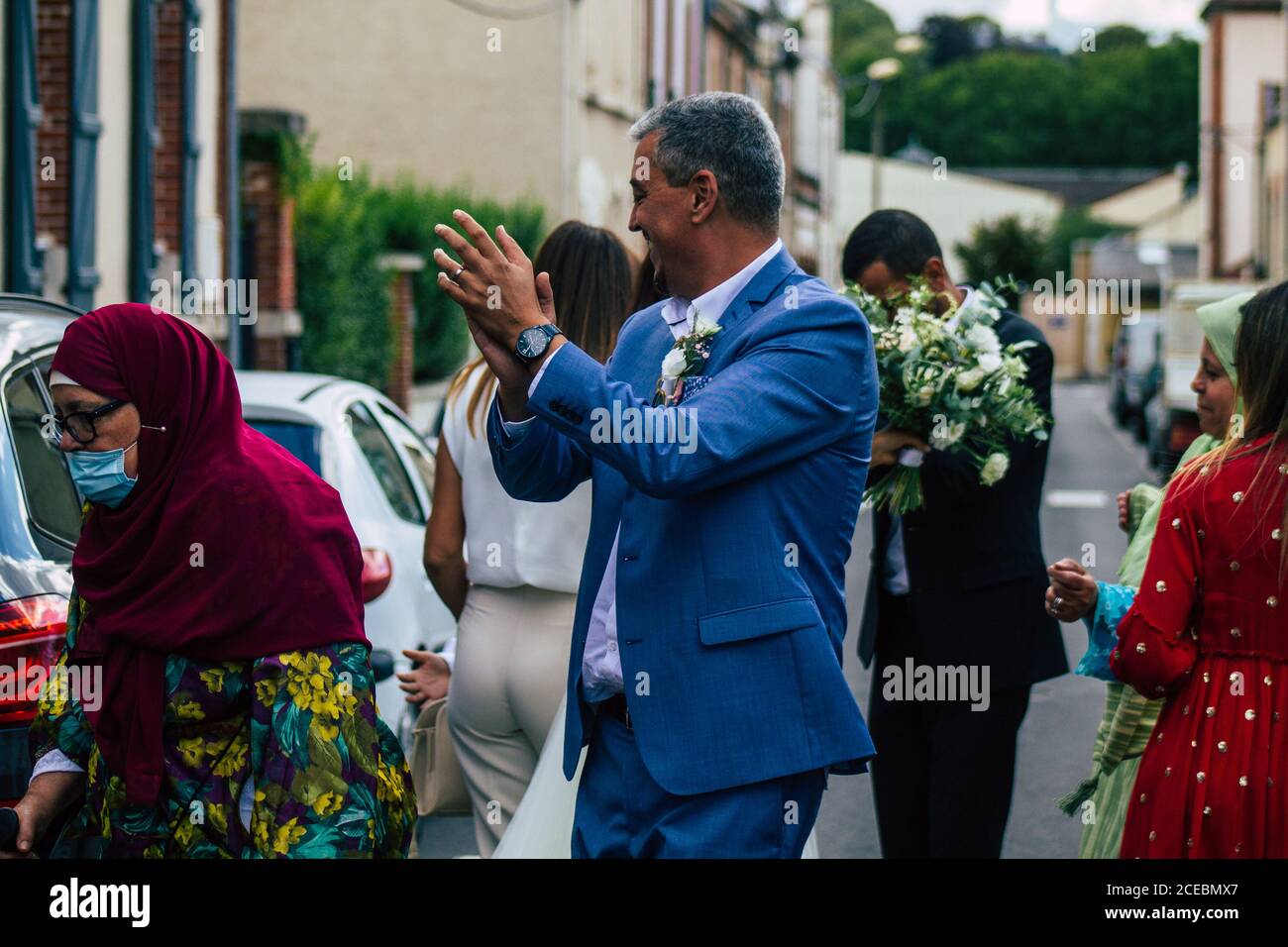Reims France August 29, 2020 View of unidentified people participating ...