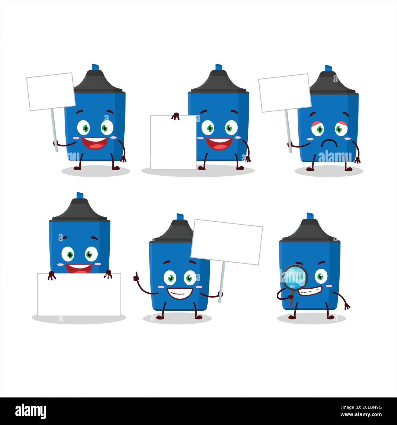 New blue highlighter cartoon character bring information board Stock ...