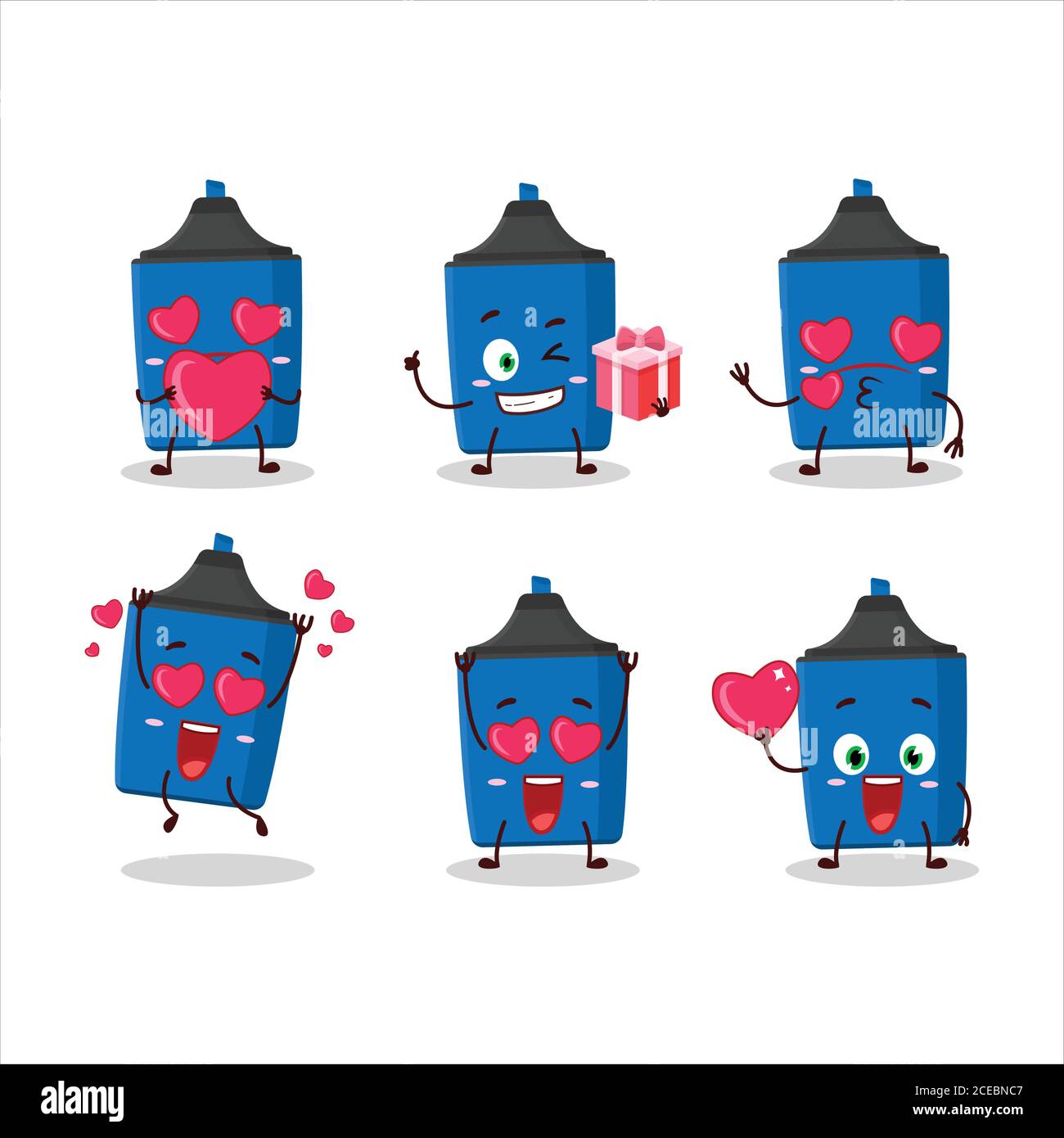New blue highlighter cartoon character with love cute emoticon Stock ...