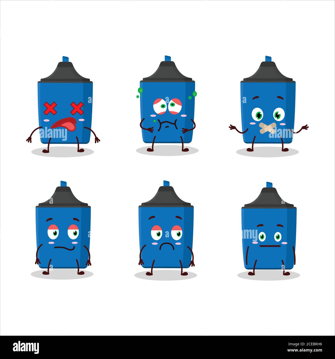 New blue highlighter cartoon character with nope expression Stock ...