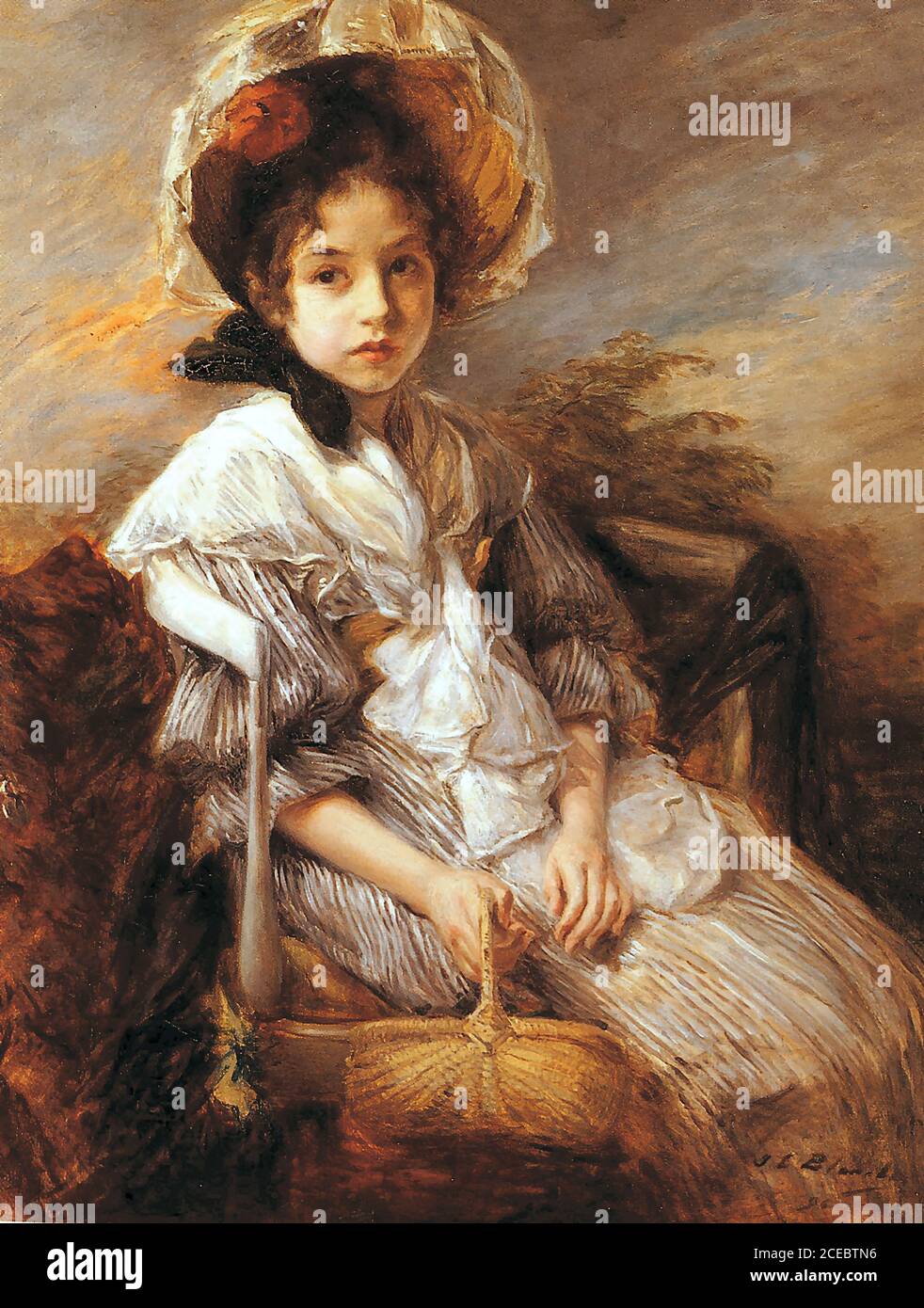 Blanche Jacques Emile - Portrait of a Girl Seated in a Landscape ...