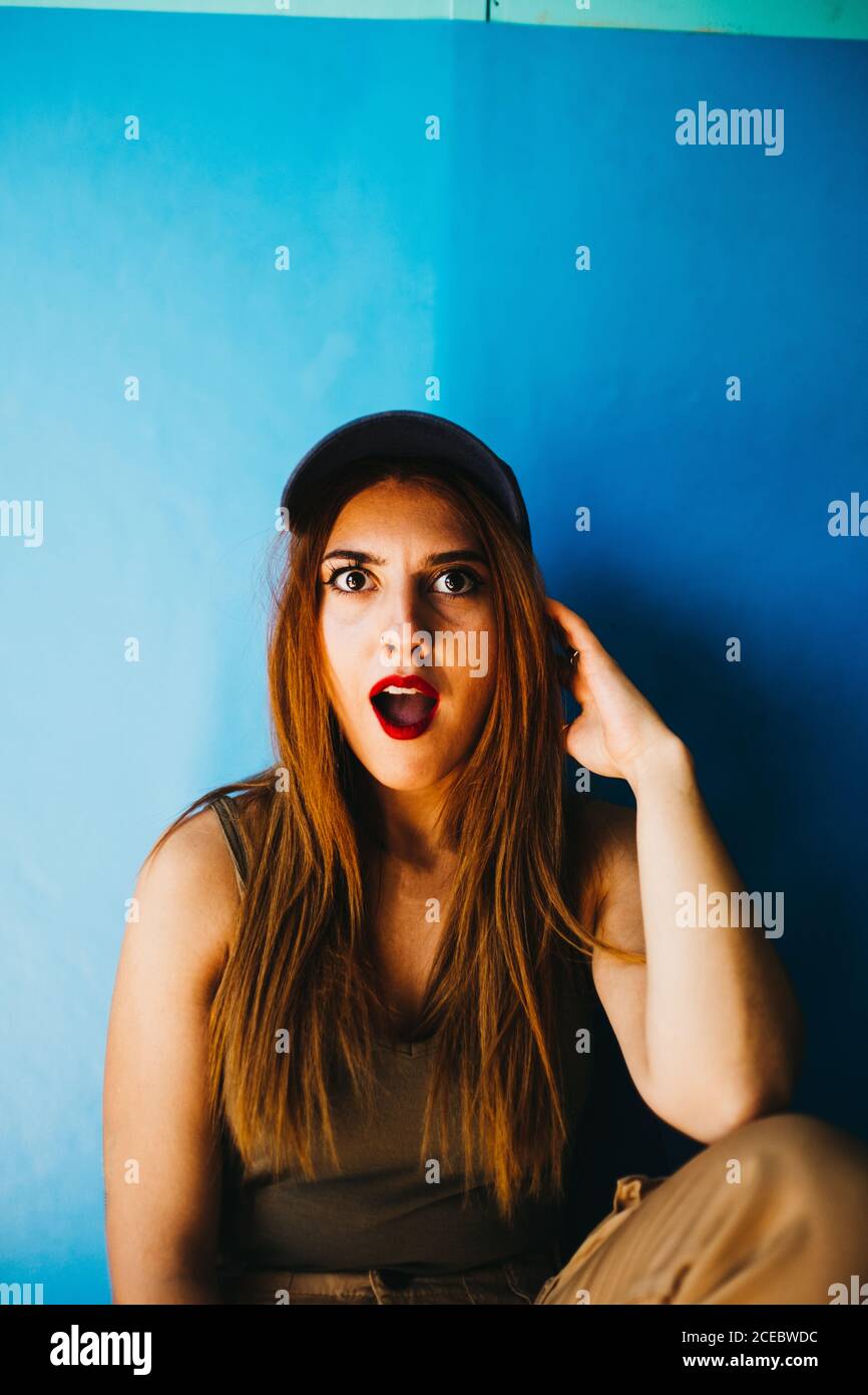 Lady in blue tank top hi-res stock photography and images - Alamy