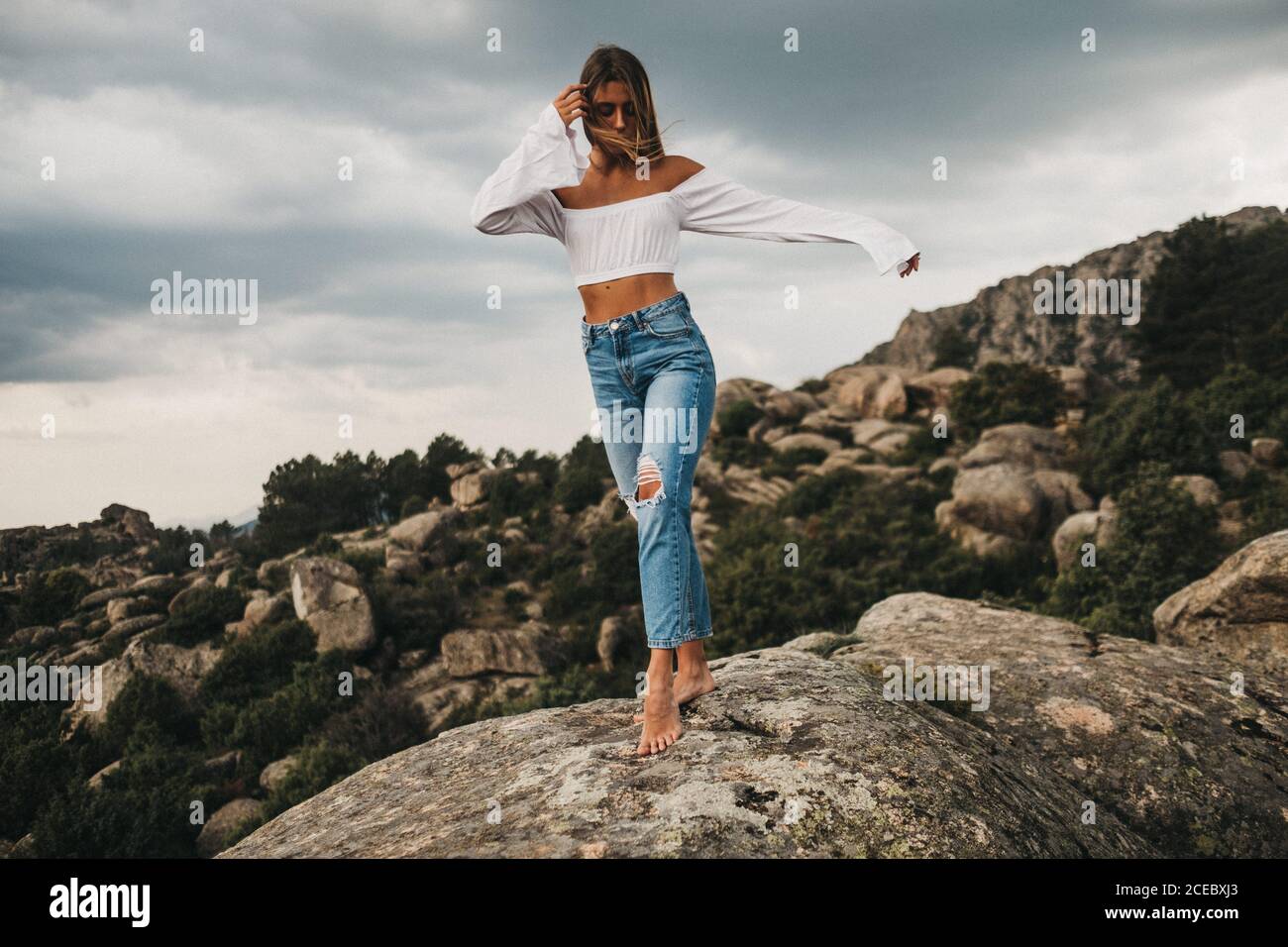 Jeans denim legs walking hi-res stock photography and images - Alamy