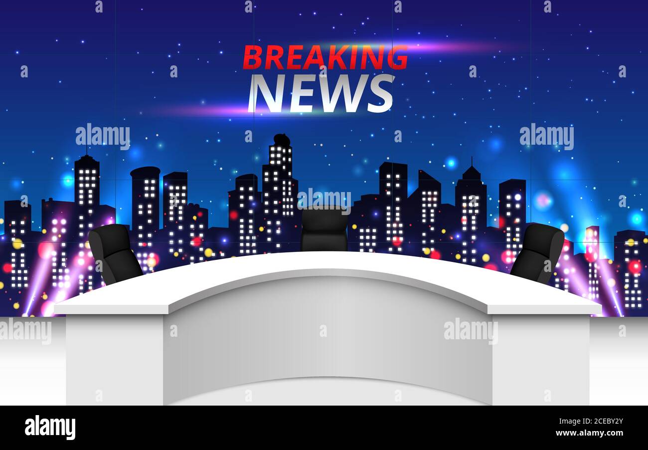 news studio with city in the night background Stock Vector Image & Art ...