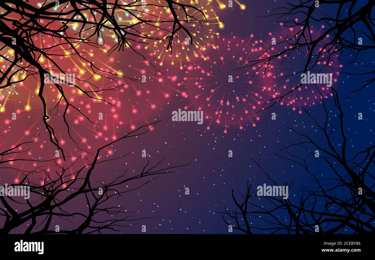 Bright red fireworks in Stock Vector Images - Alamy