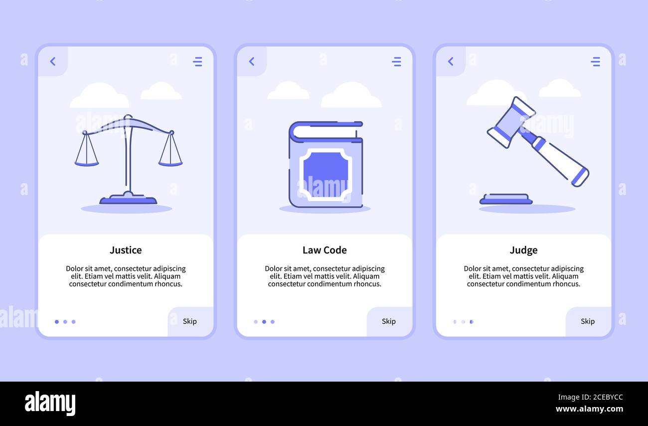 Justice law code judge onboarding screen for mobile apps template ...