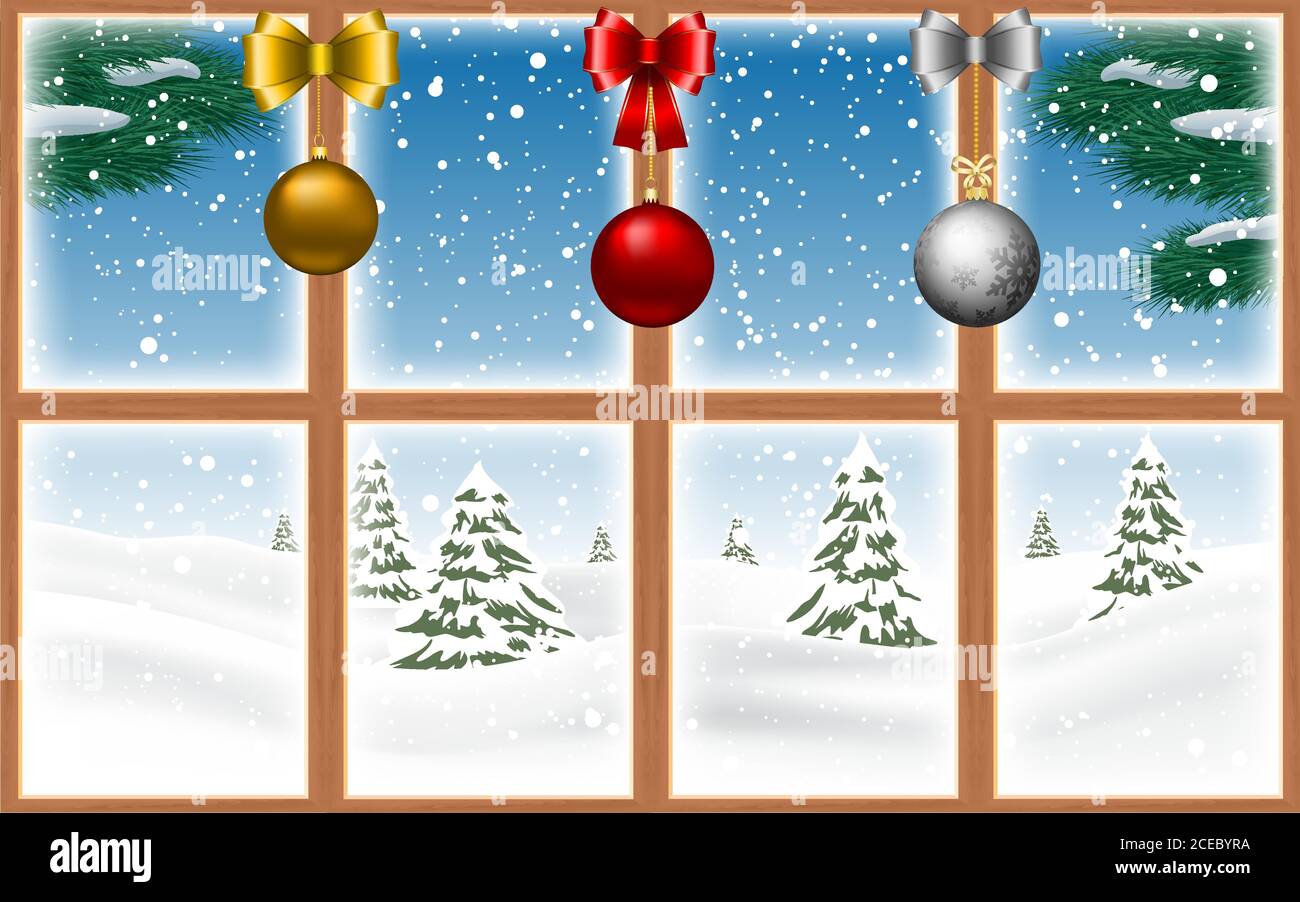 Decorated christmas tree in room Stock Vector Images - Alamy