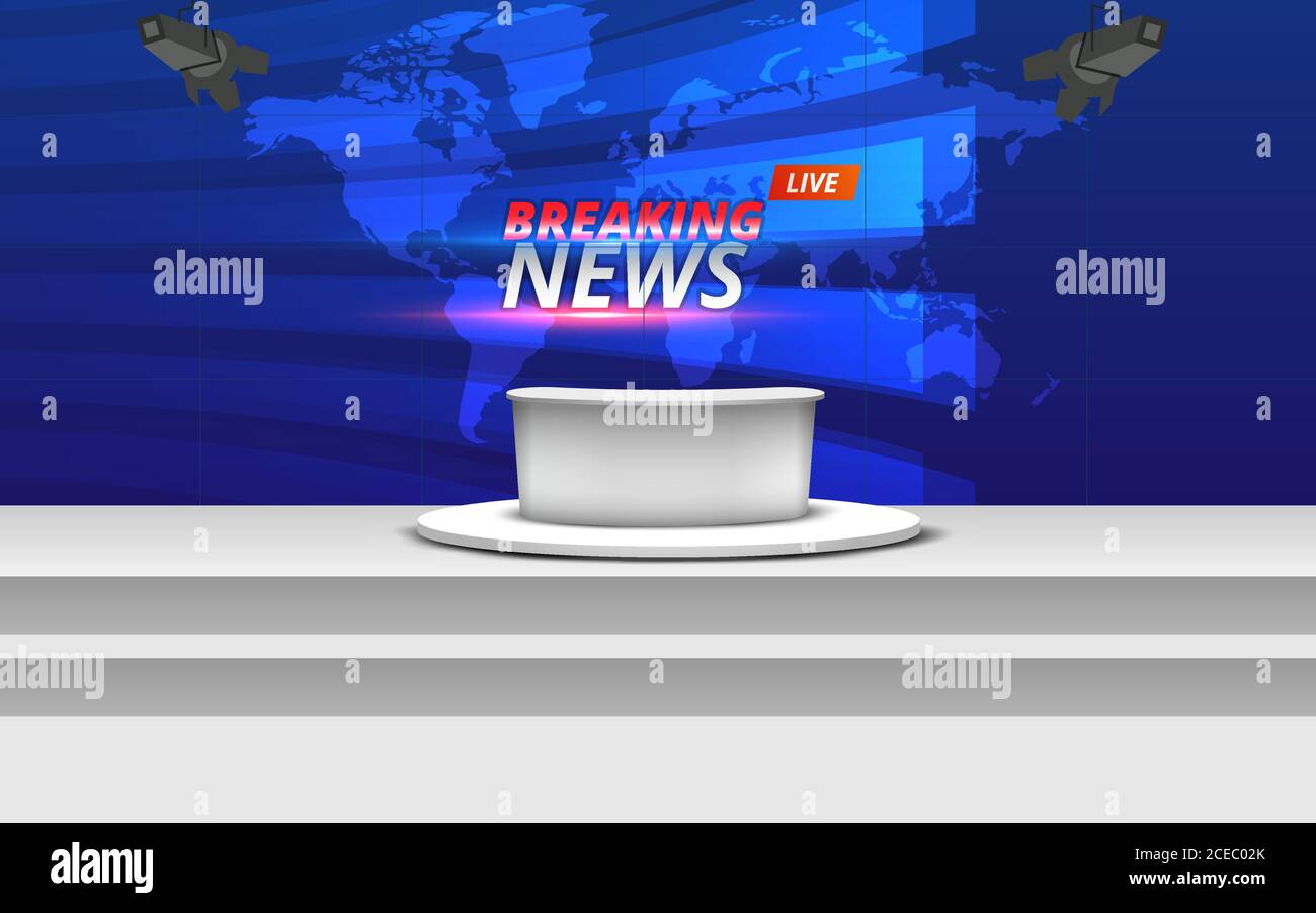 white table and lcds background in the news studio room Stock Vector ...