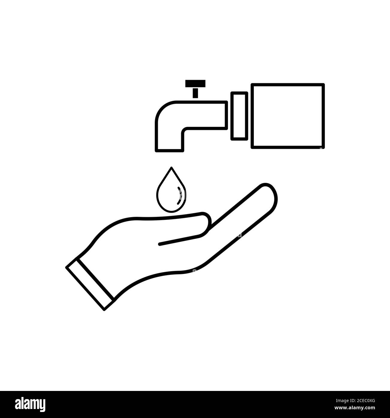 Water management line icon, hand and drop water icon. Design template ...