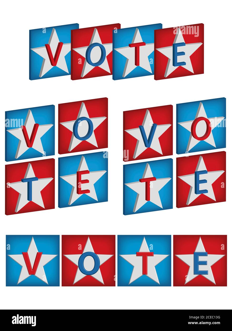Vote illustration, red, white and blue election campaign design with ...