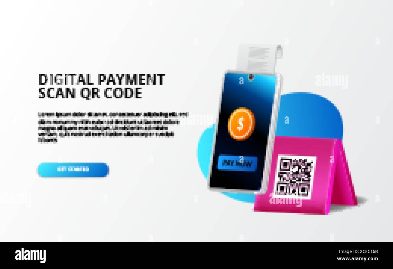 Digital payment, Cashless concept. pay with phone and scan qr code ...