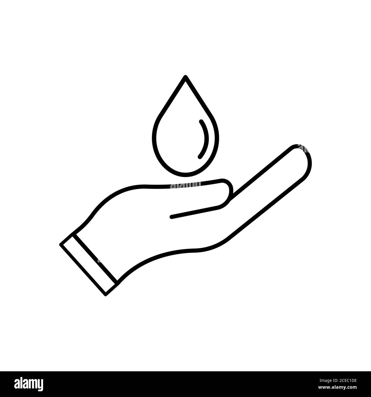 Water management line icon, hand and drop water icon. Design template ...
