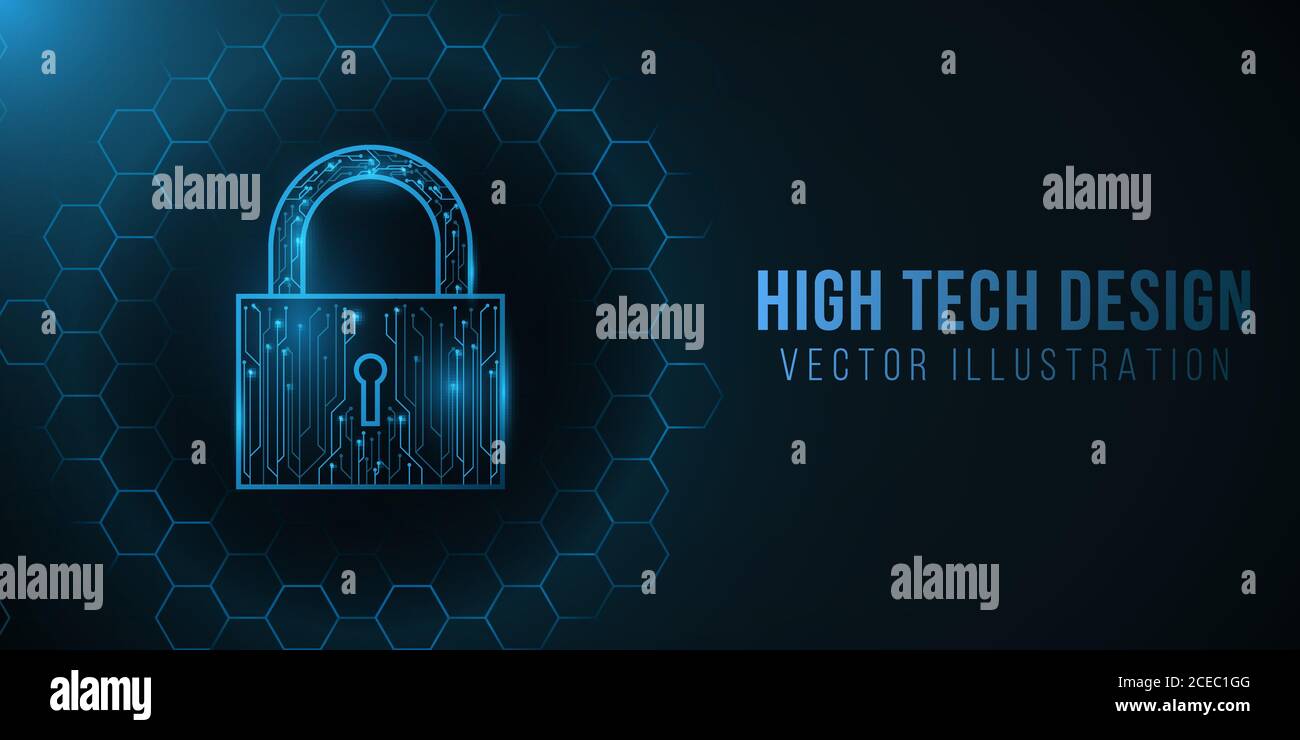 A futuristic high-tech lock made from a computer circuit board ...