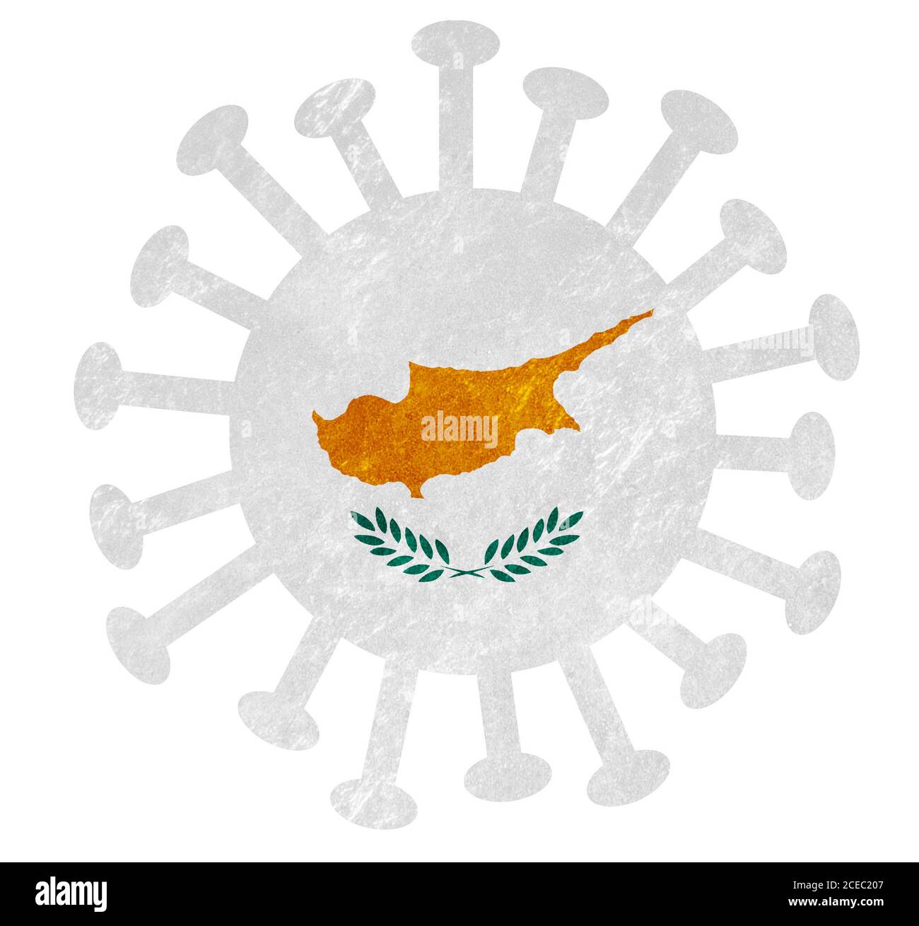 The Cyprus national flag with corona virus or bacteria - Isolated on ...