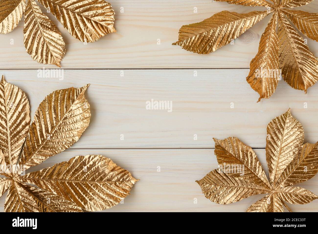 Gold leaf design elements around the edge of the frame. Frame of golden ...