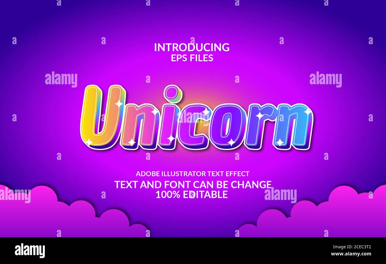 Cute rainbow color 3d shiny. editable font and text style effect Stock ...