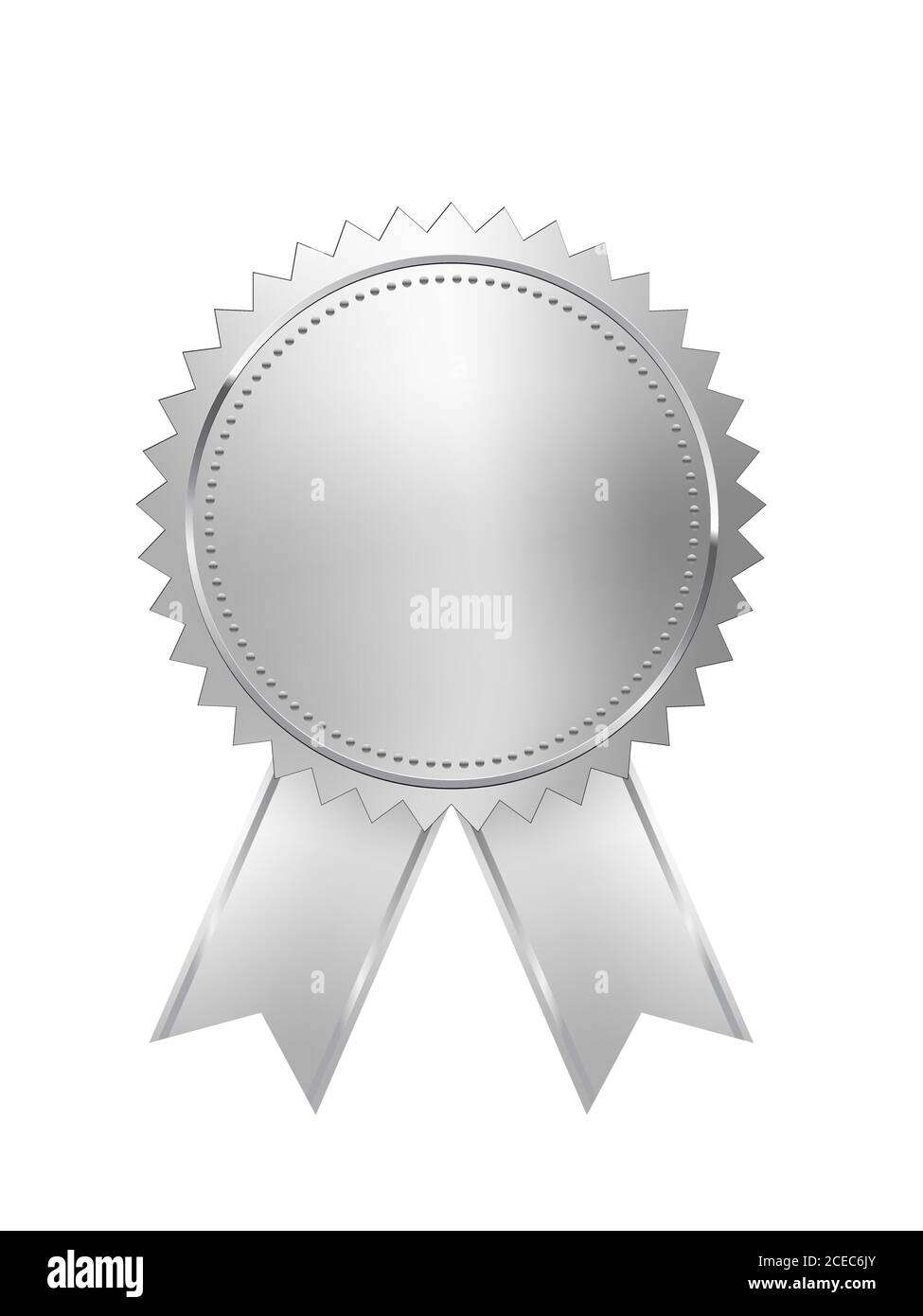 Silver stamp with ribbons isolated on white background. Luxury chrome ...