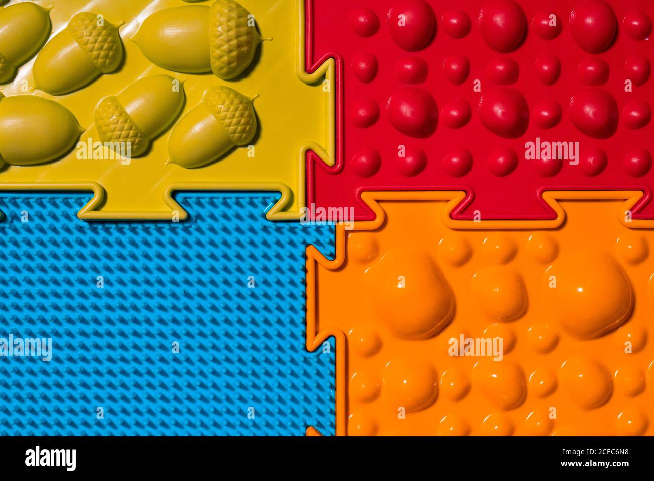 Orthopedic mats view from above. Bright colorful multicolored mats to ...