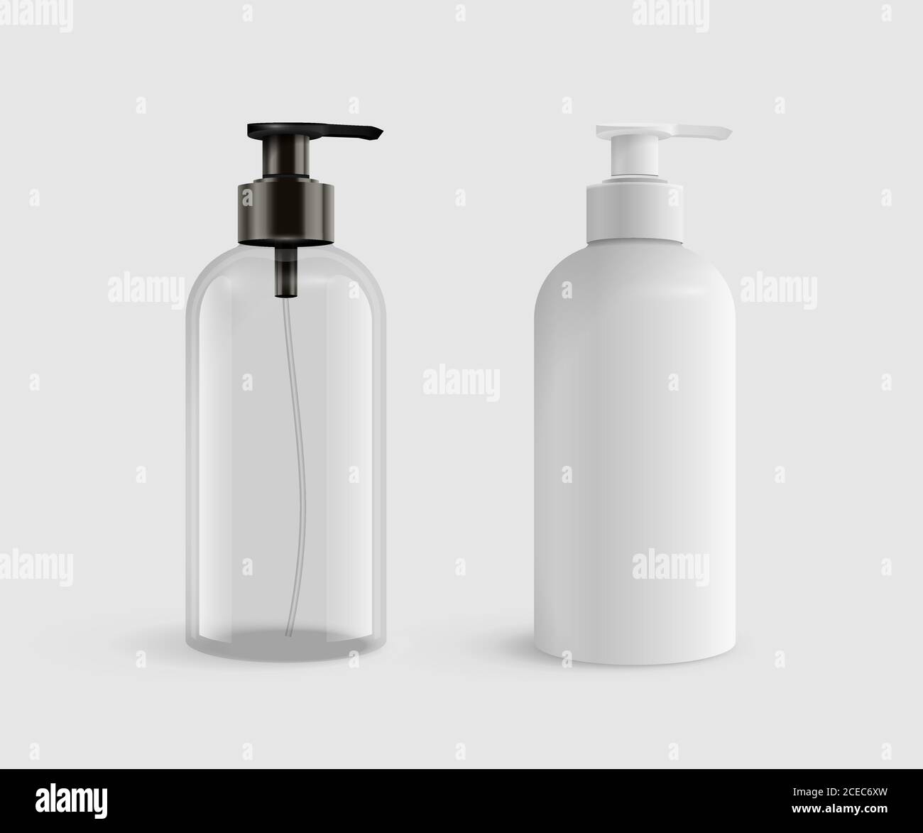 Vector 3D realistic blank transparent and white plastic bottles for ...