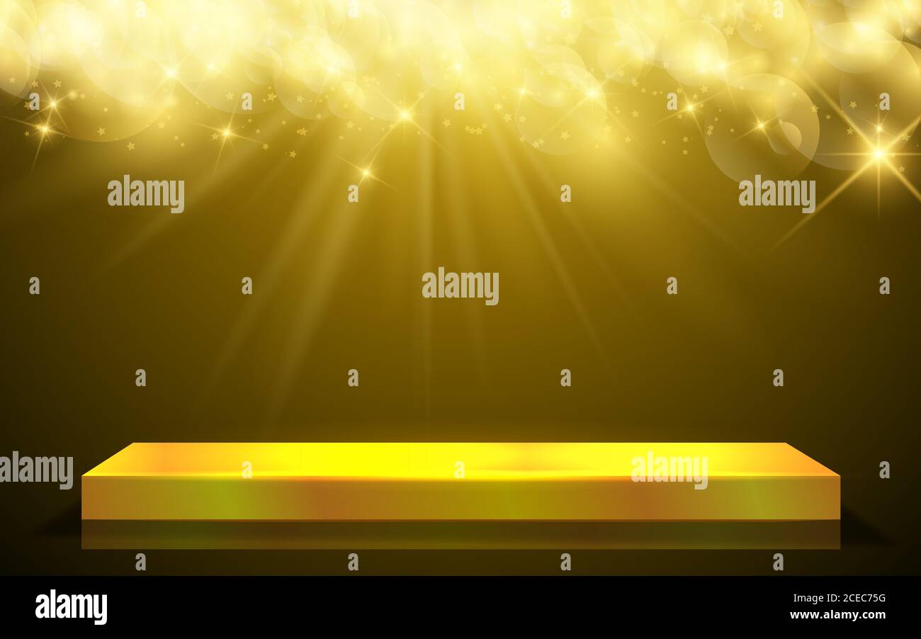 golden stand with gold light in studio Stock Vector Image & Art - Alamy