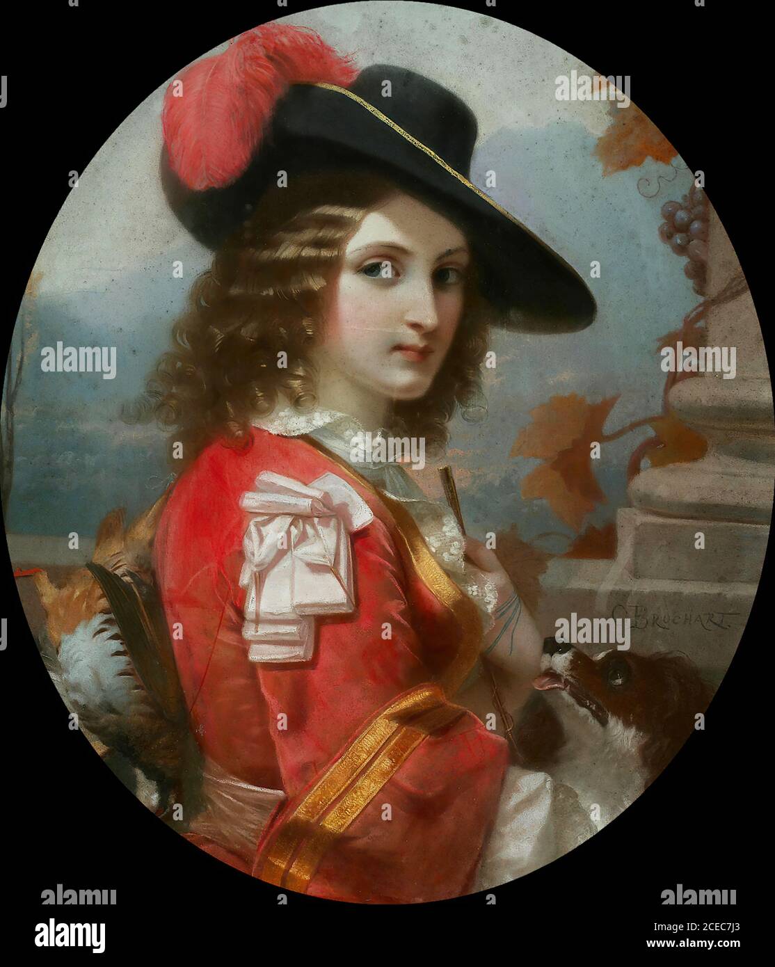 Brochart Constant Joseph - a Young Huntsman with a Gamebird and Dog ...