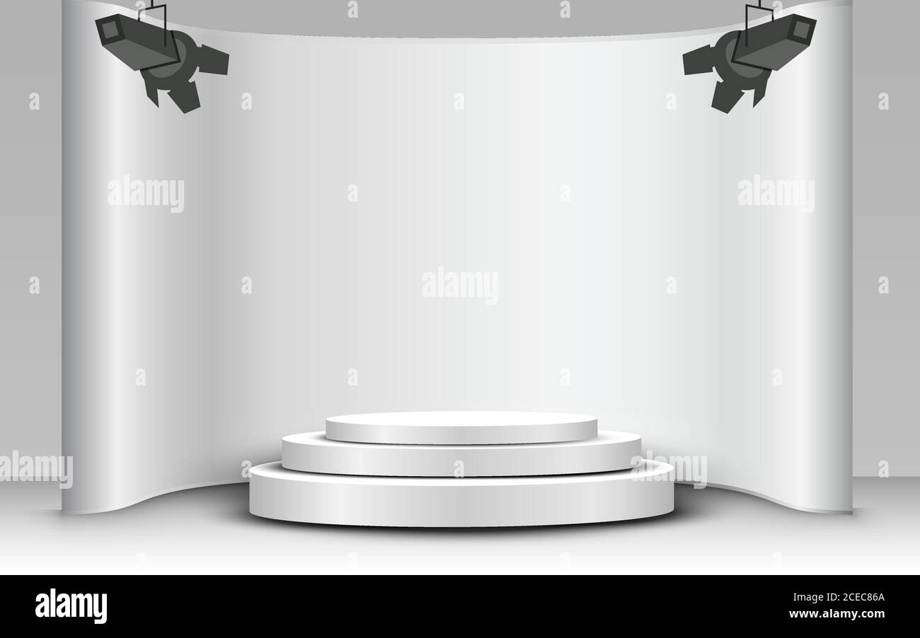 white podium with white background in studio room Stock Vector Image ...