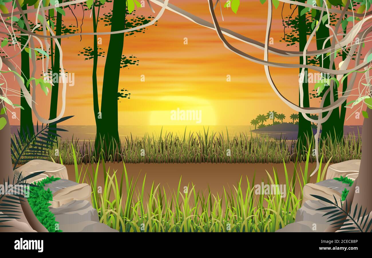 Woman sunset beach Stock Vector Images - Alamy