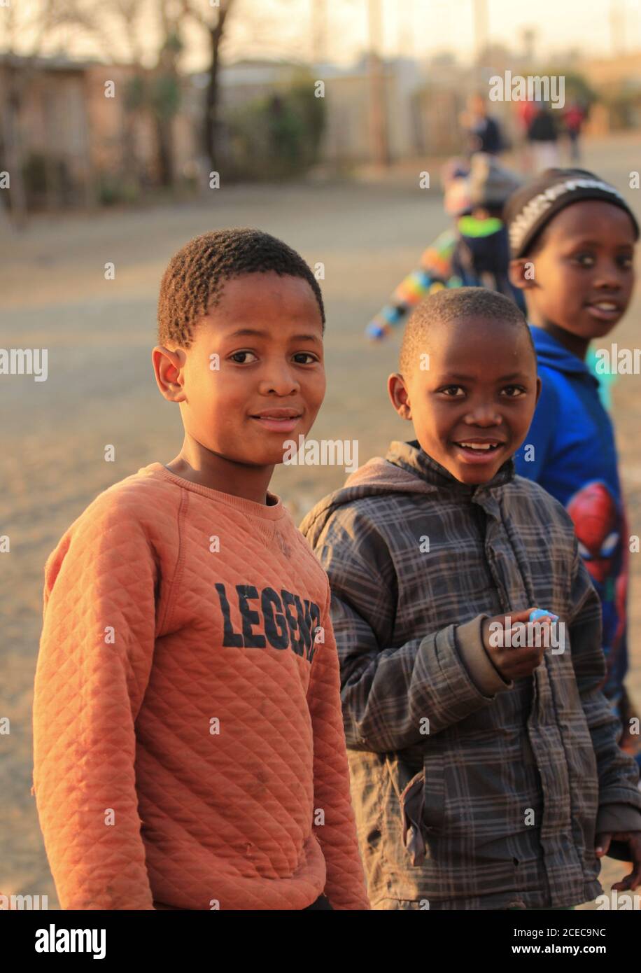 Childhood in poverty - black kids from an African township Stock Photo ...