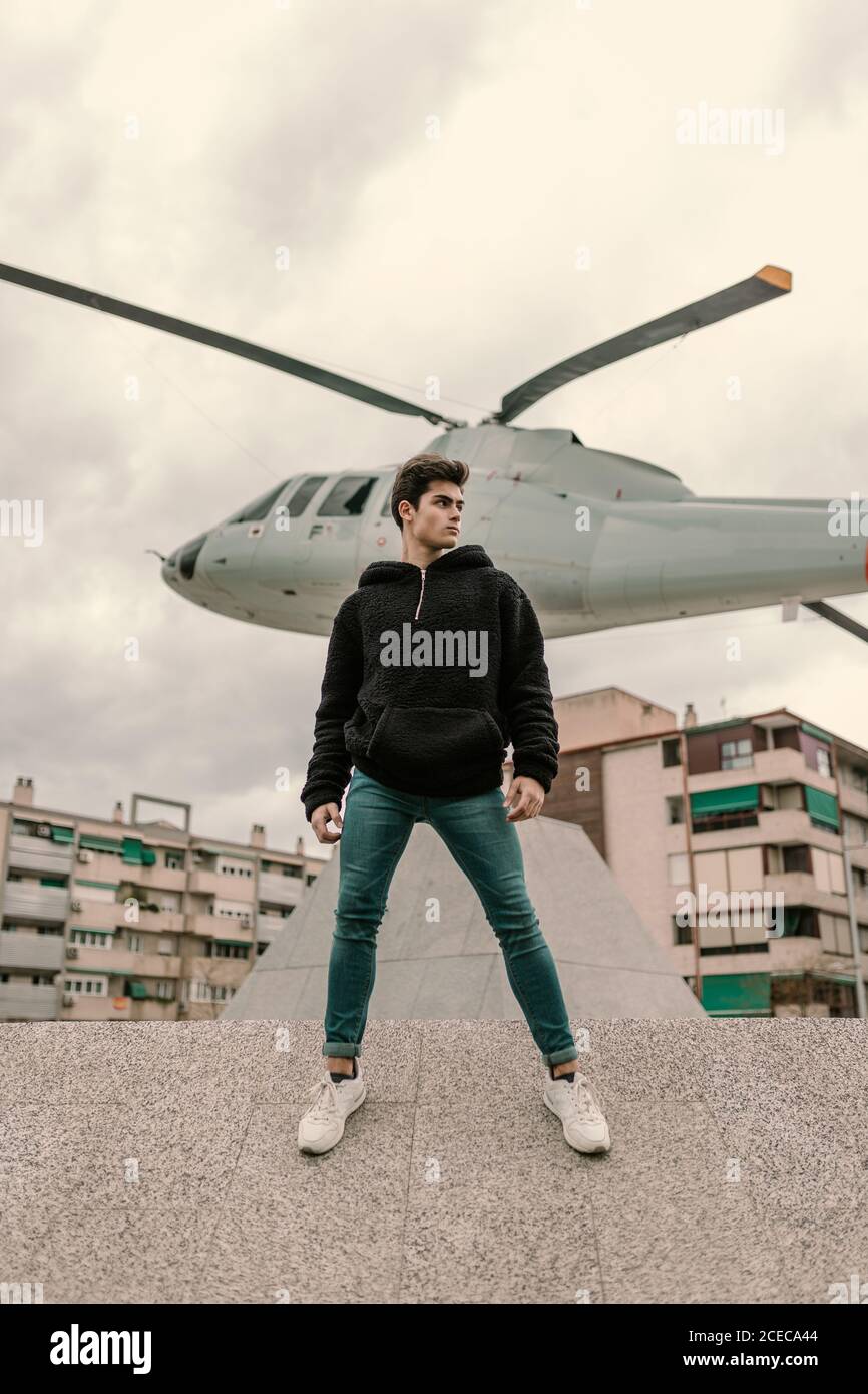 Stylish male model helicopter hi-res stock photography and images - Alamy