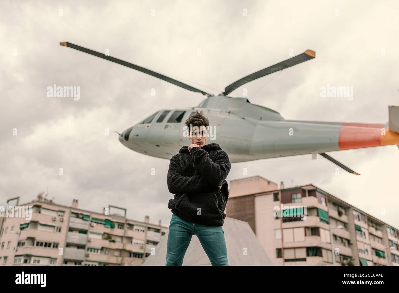 Stylish male model helicopter hi-res stock photography and images - Alamy